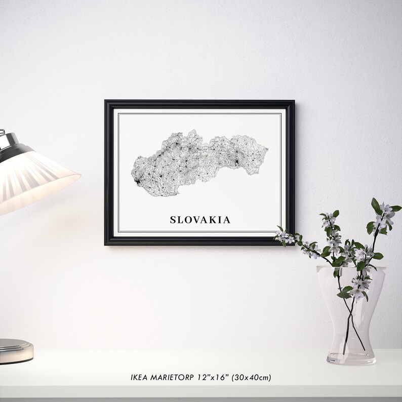 Slovakia Map Print, Road Map Poster, Slovak Slovenská Slovensko ...