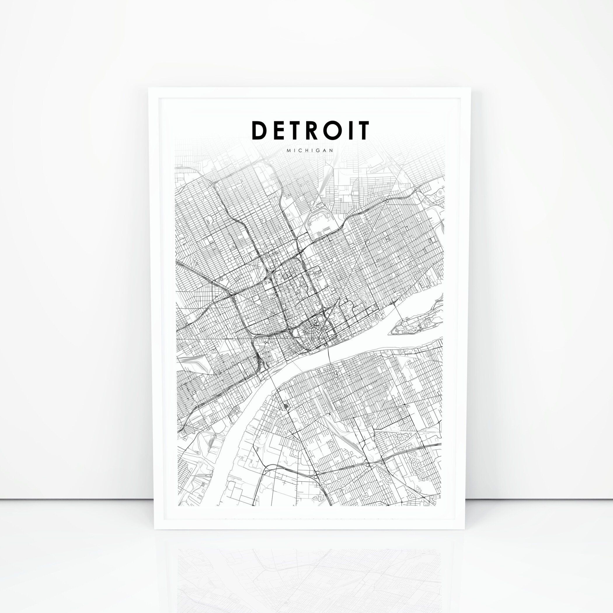 Detroit MI Map Print Michigan USA Map Art Poster City Street | Etsy