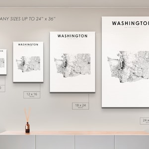 Washington Map Print, State Road Map Print, WA USA United States Map ...