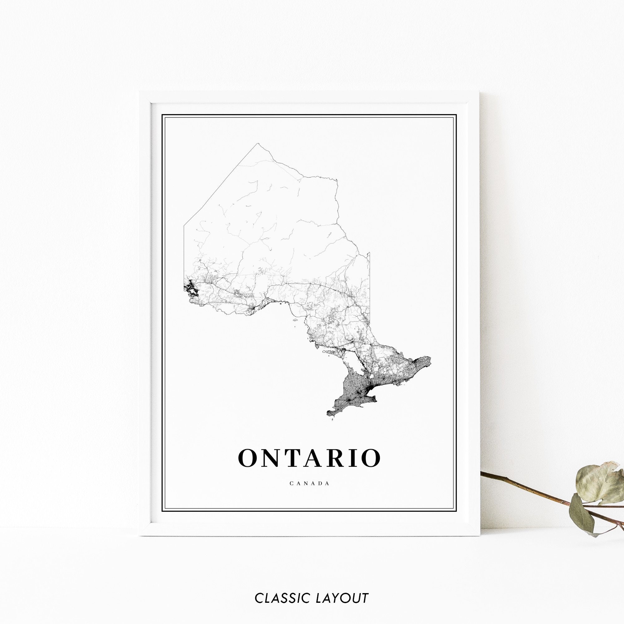 Ontario Canada Map Print, Road Map Print, ON Canada Toronto GTA Map Art ...