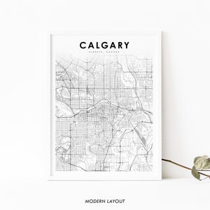 Downtown Calgary Alberta Map Print, AB Canada Map Art Poster, City ...