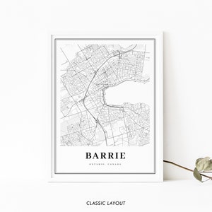 Barrie Ontario Map Print, ON Canada Map Art Poster, Simcoe County, City ...