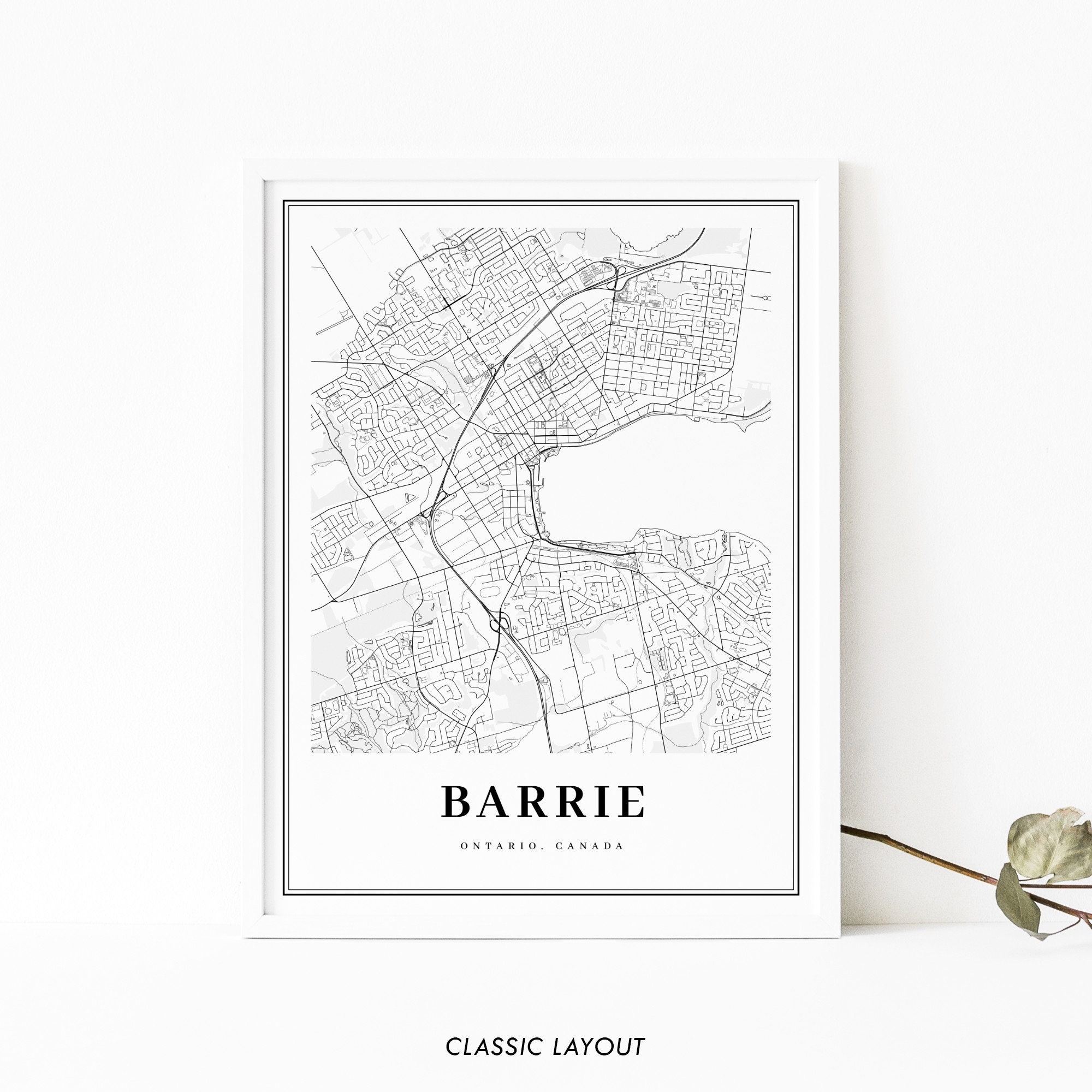 Barrie Ontario Map Print, ON Canada Map Art Poster, Simcoe County, City ...