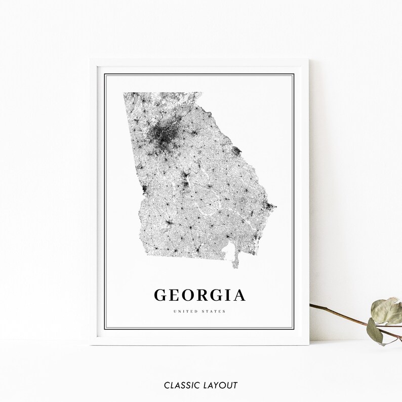 Georgia Map Print State Road Map Print GA USA United States - Etsy