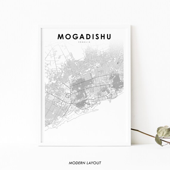 Mogadishu Somalia Map Print Map Art Poster مقديشو Muqdisho | Etsy