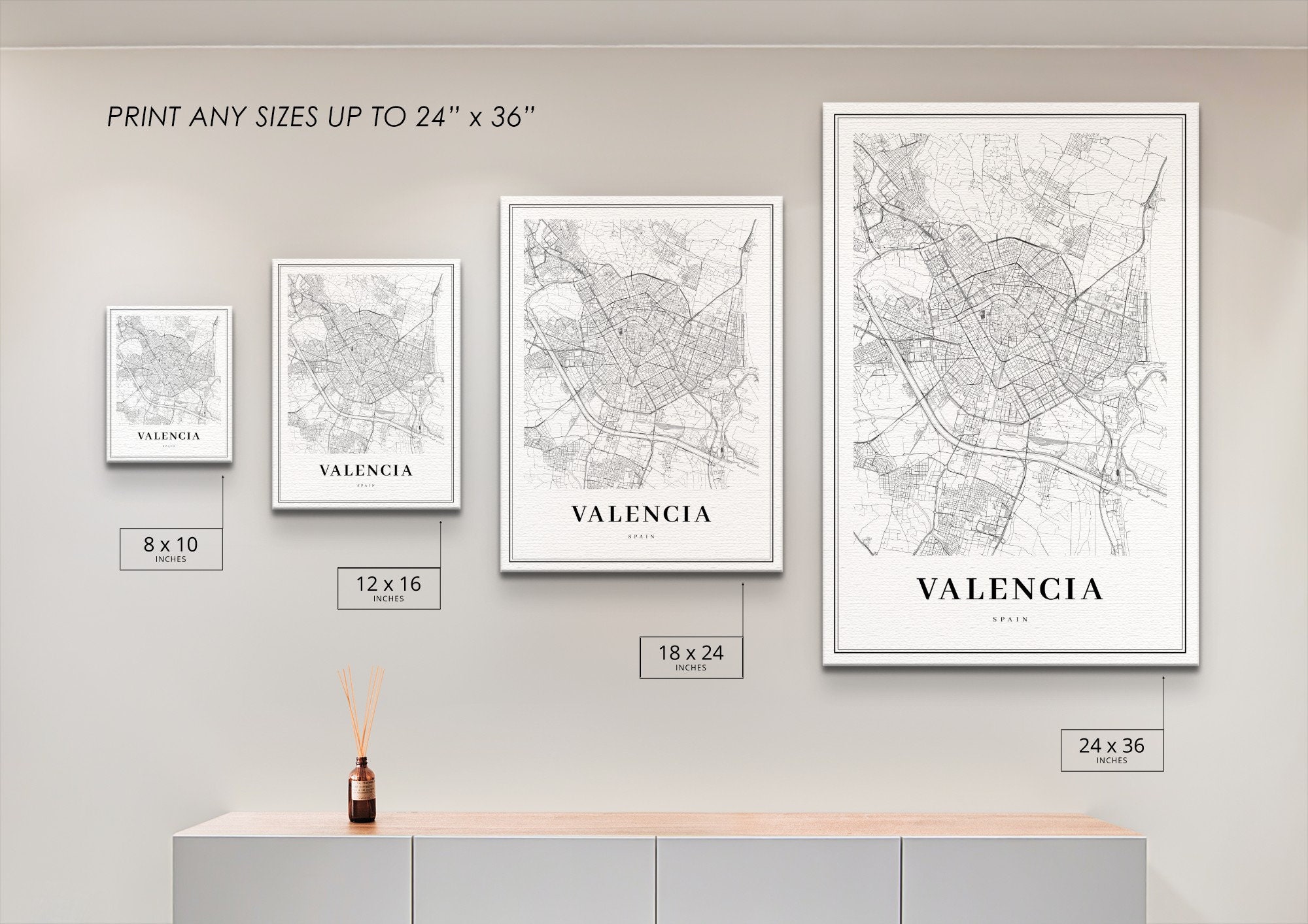 Valencia Spain Map Print, Map Art Poster, València España City Street ...