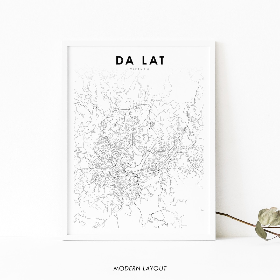 Da Lat Vietnam Print, Dalat Viet Nam Map Art Poster, Đà Lạt Lâm Đồng ...