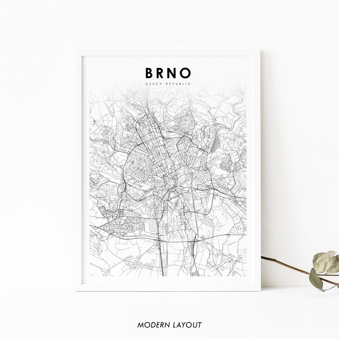 Brno Czech Republic Map Print, Czechia Map Art Poster, Česká, City ...