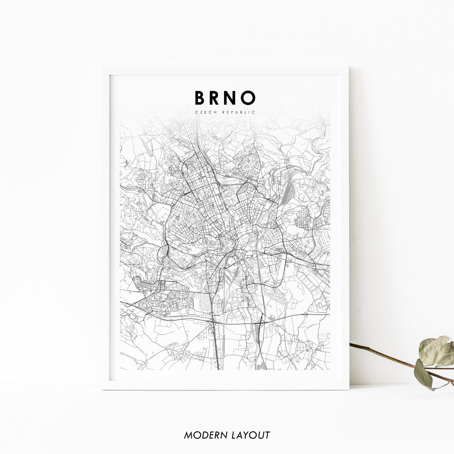 Brno Czech Republic Map Print, Czechia Map Art Poster, Česká, City ...