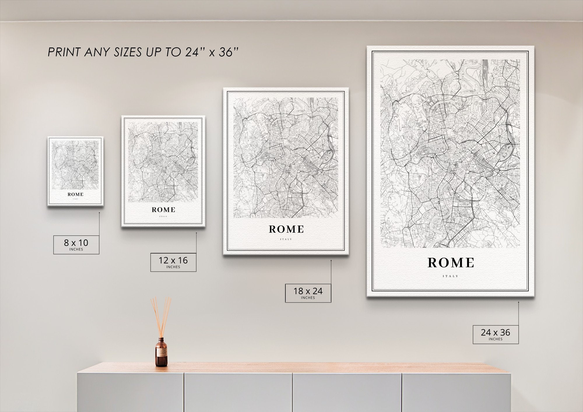 Downtown Rome Italy Map Print Roma Italia Lazio Map Art - Etsy