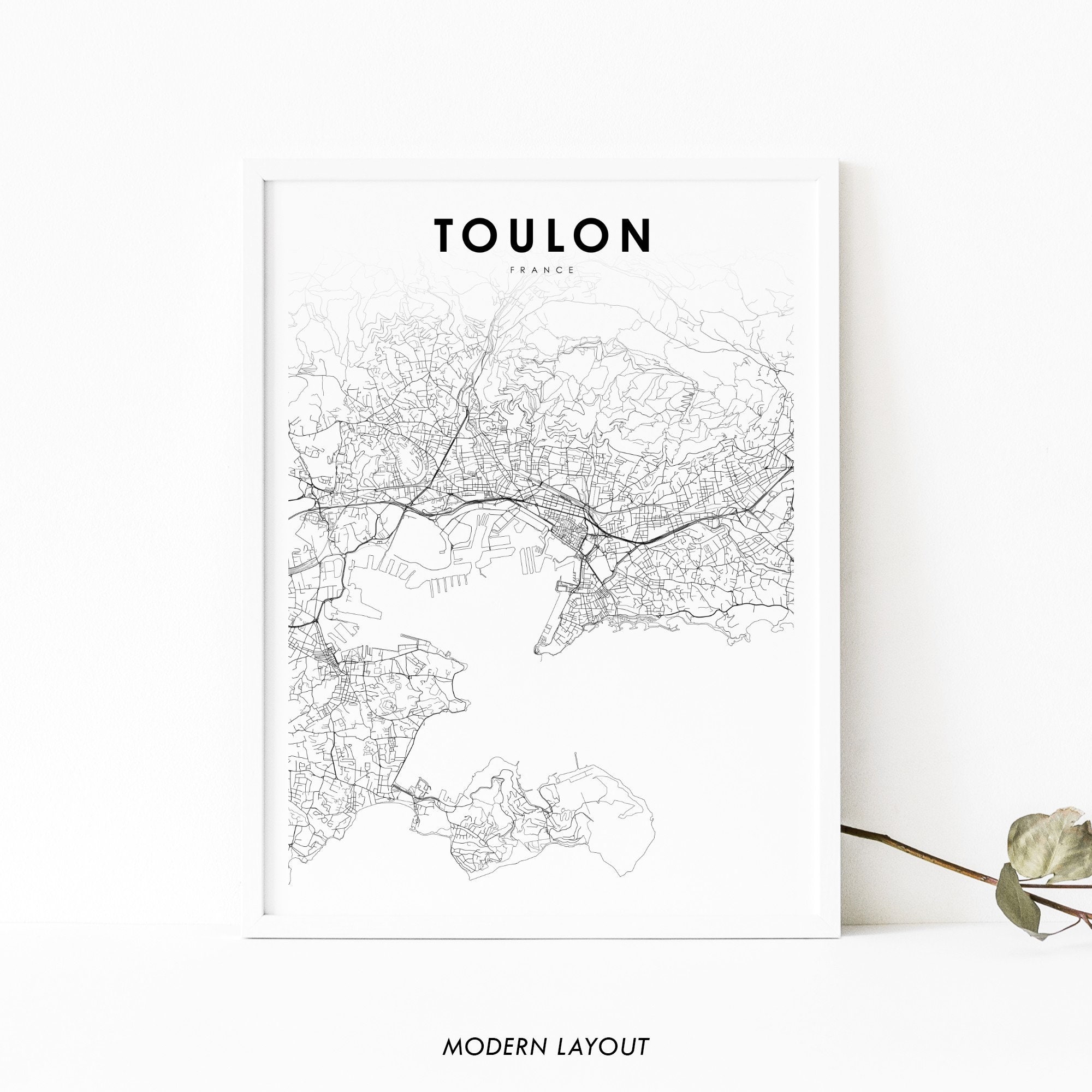 Toulon France Map Print, Map Art Poster, Tolon Alpes-côte D'azur, City ...