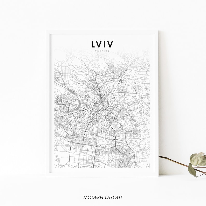 Lviv Ukraine Map Print Map Art Poster Львів Lvov Lviv - Etsy