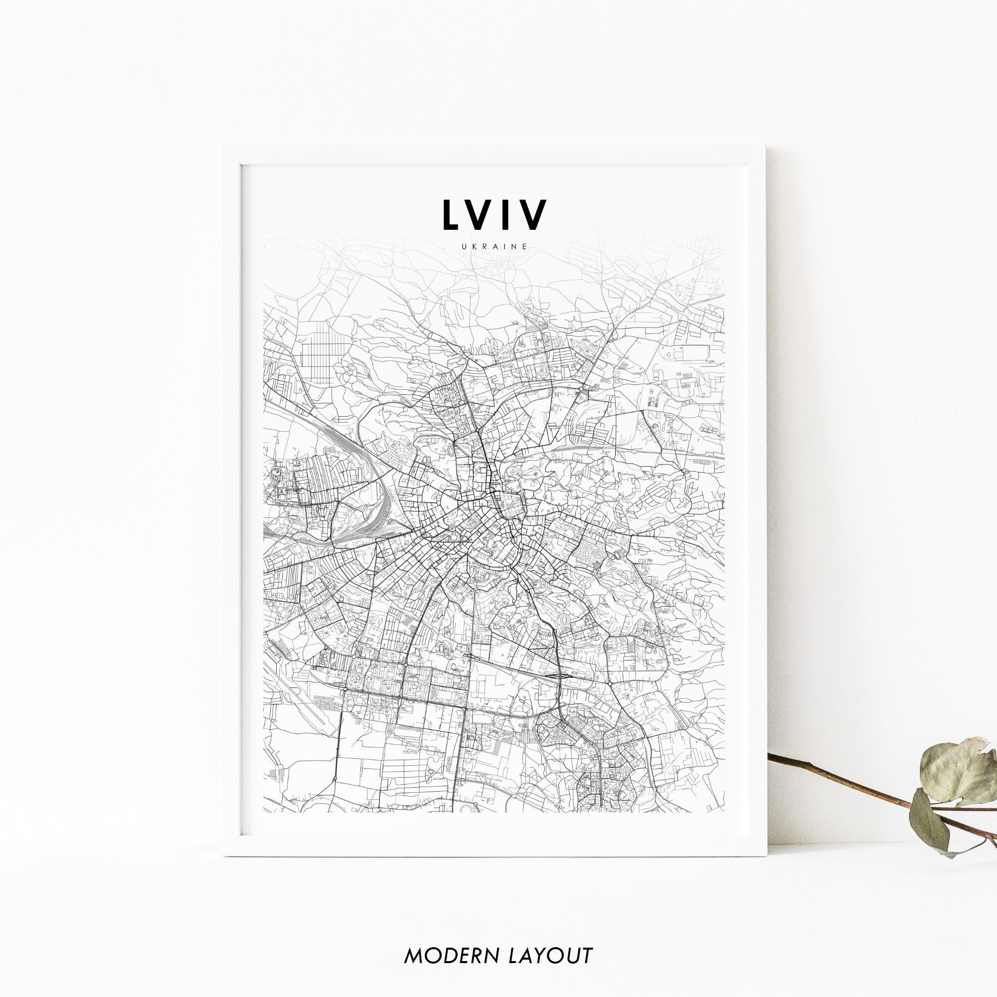 Lviv Ukraine Map Print, Map Art Poster, Львів Lvov Lviv Oblast, City ...