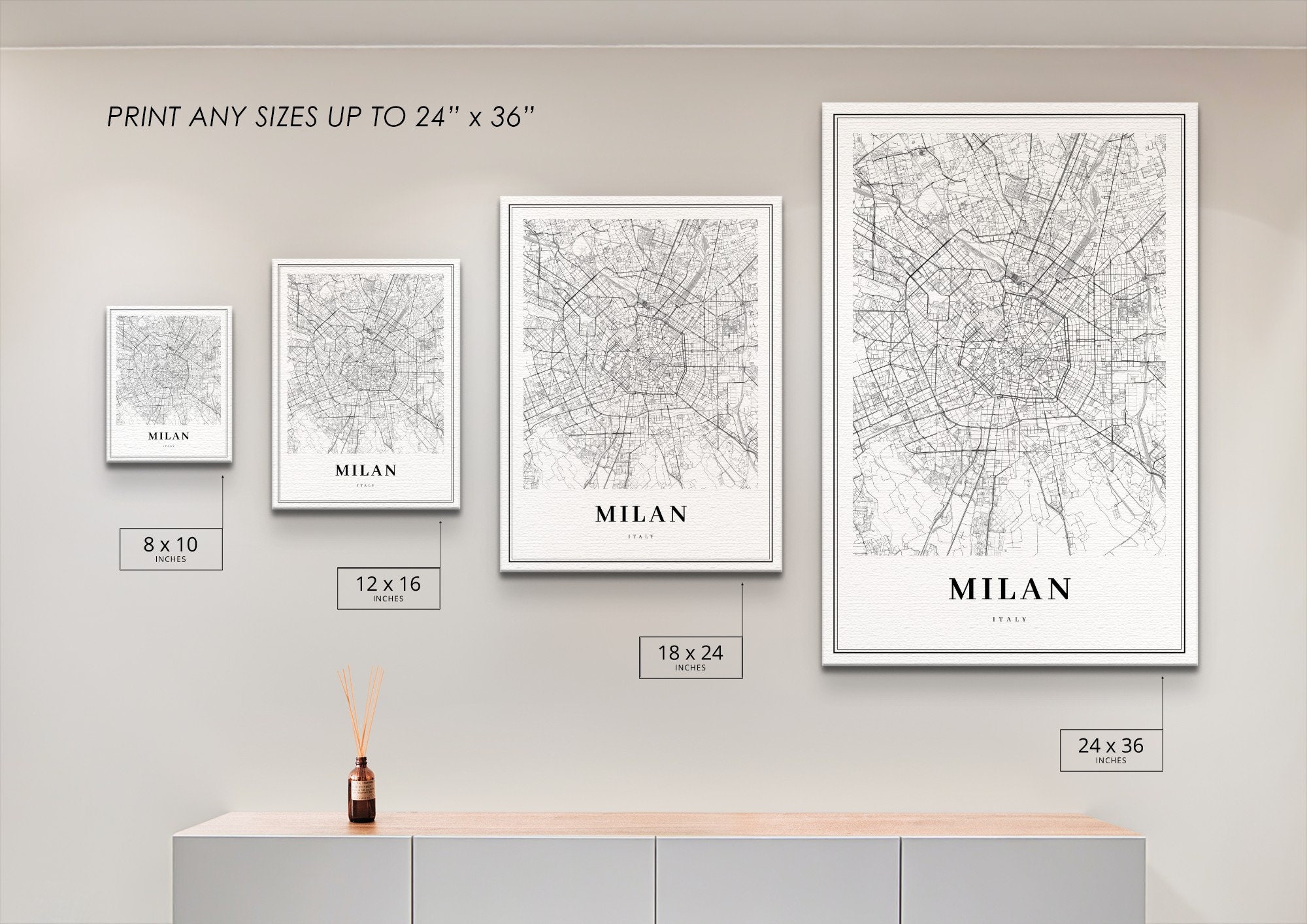 Milan Italy Map Print Map Art Poster Milano Italia City - Etsy