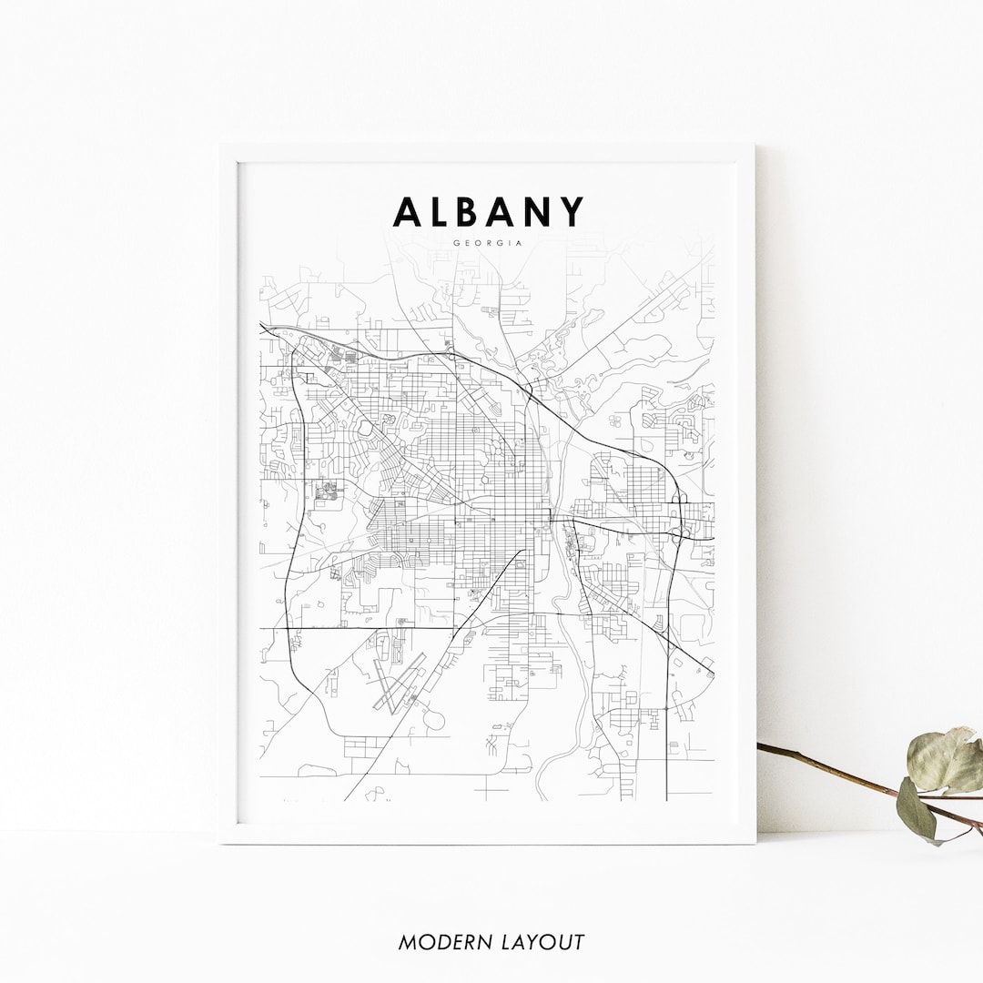 Albany GA Map Print, Georgia USA Map Art Poster, Dougherty County, City ...