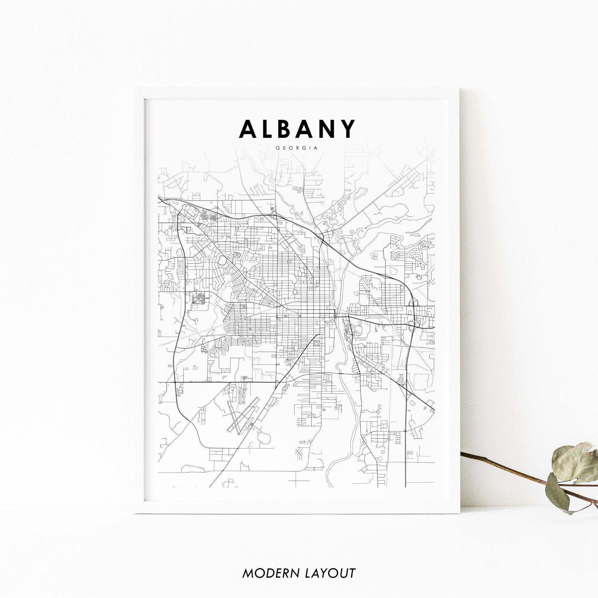 Albany GA Map Print Georgia USA Map Art Poster Dougherty | Etsy