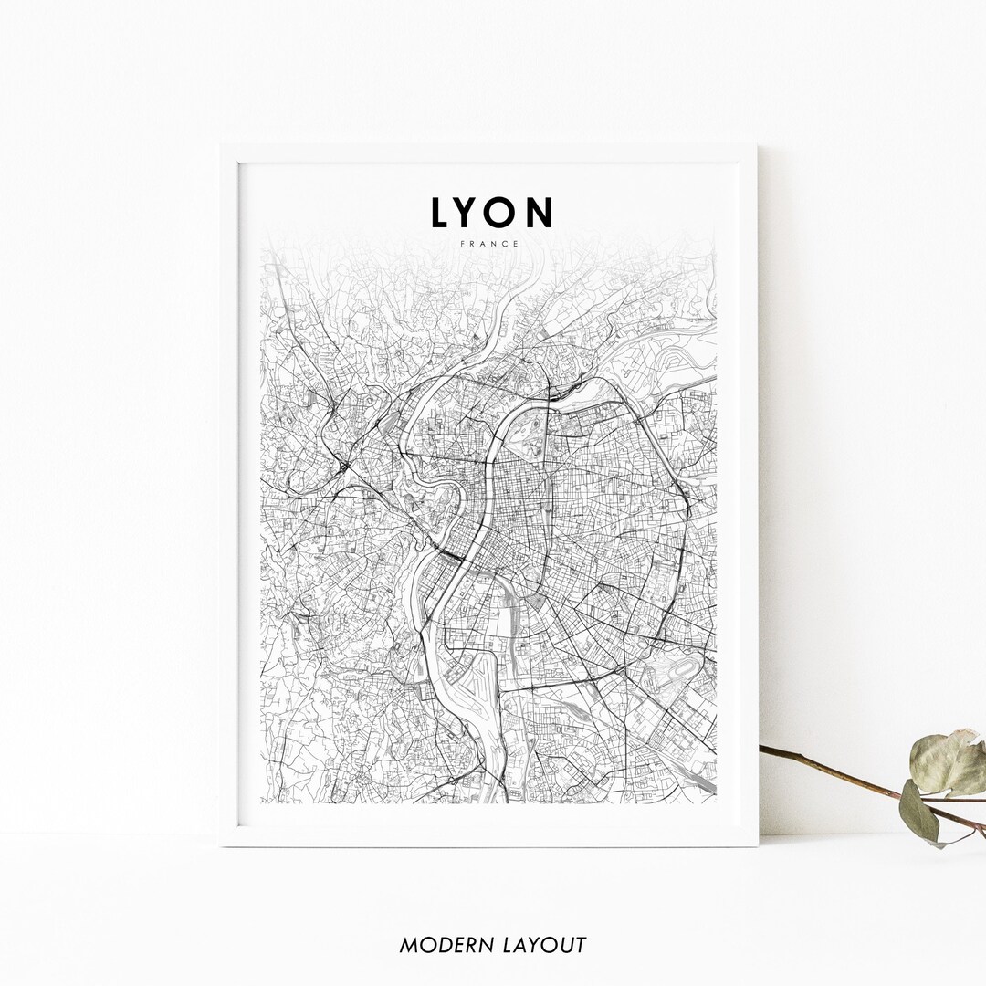 Lyon France Map Print, Map Art Poster, Liyon Lione Rhône-alpes, City ...