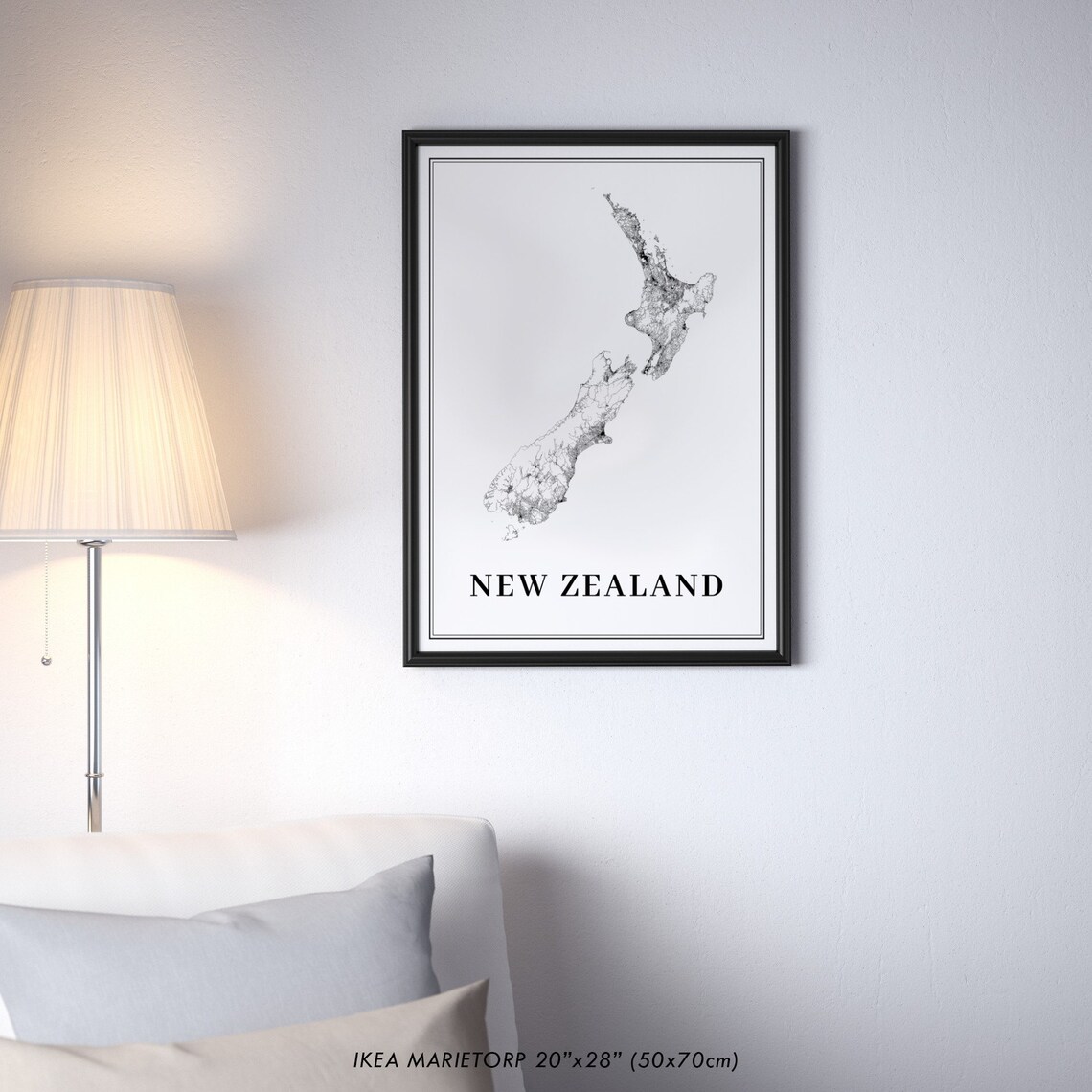 New Zealand Map Print Country Road Map Art Poster NZ | Etsy