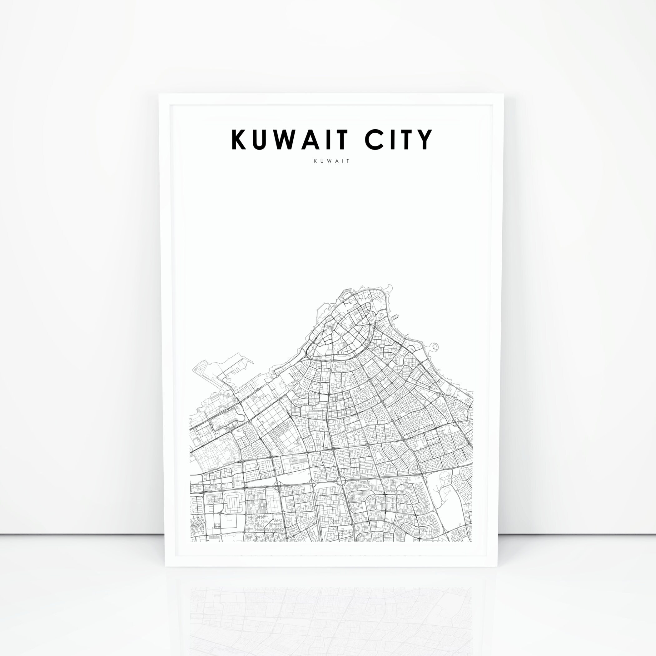 Kuwait City Map Print Kuwait Map Art Poster مدينة الكويت | Etsy