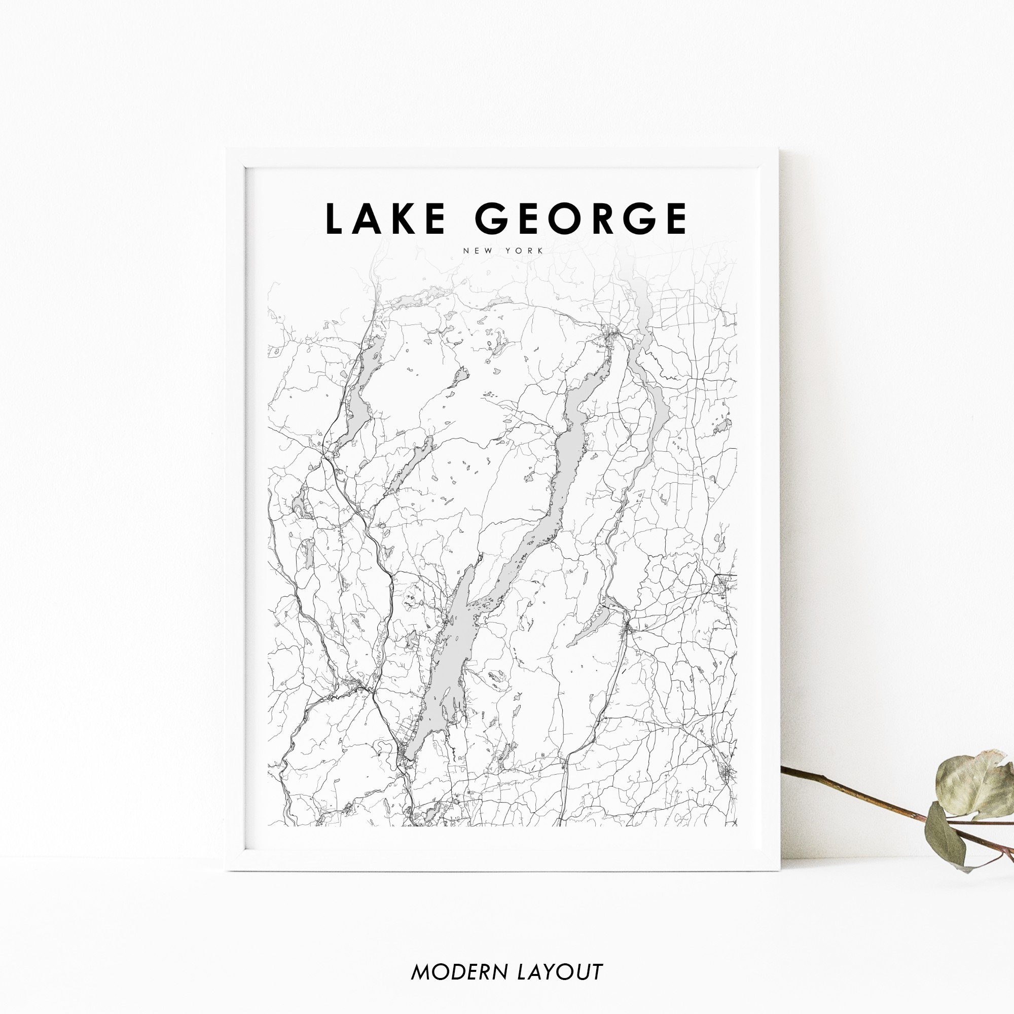 Lake George NY Map Print New York USA Map Art Poster | Etsy
