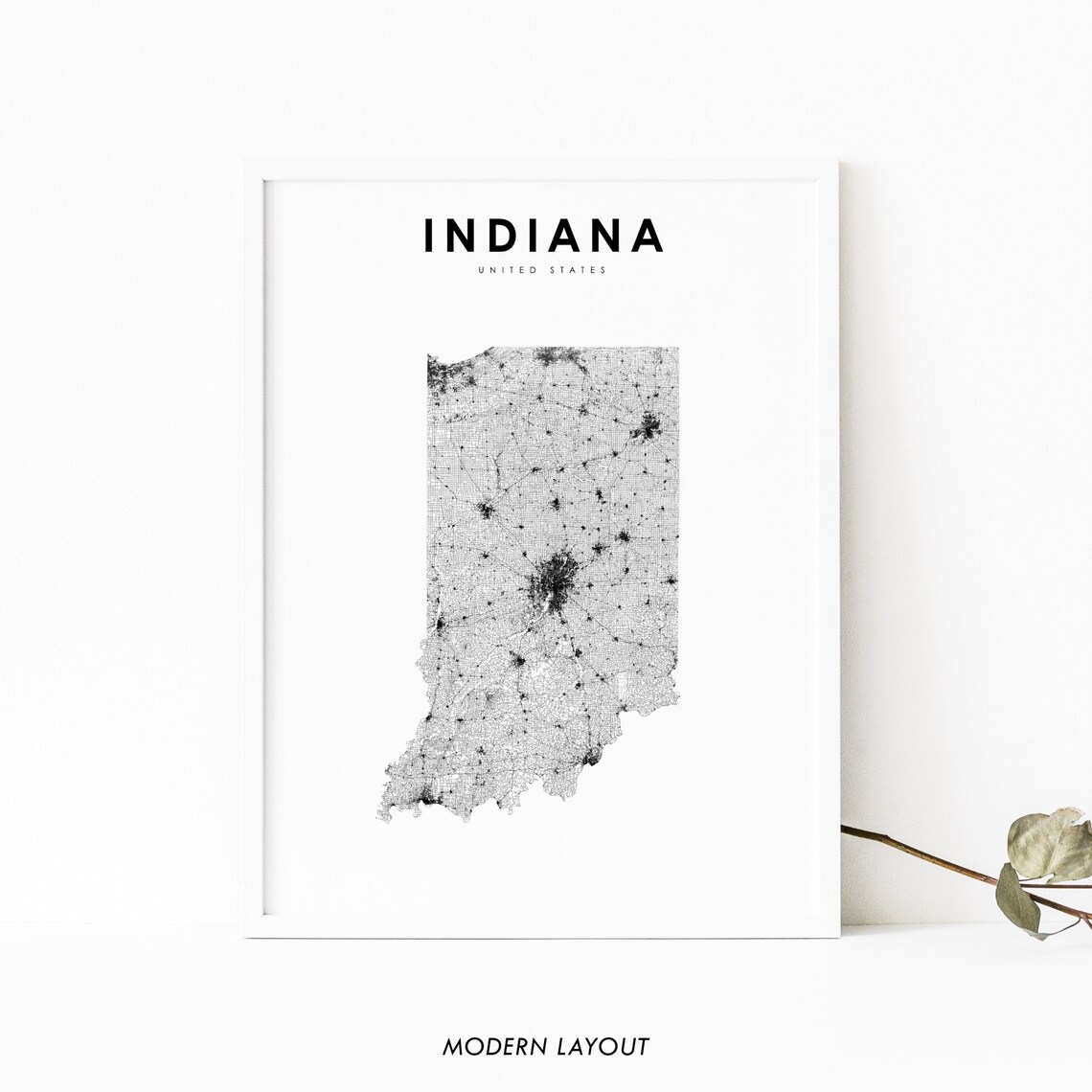 Indiana Map Print State Road Map Print IN USA United States | Etsy