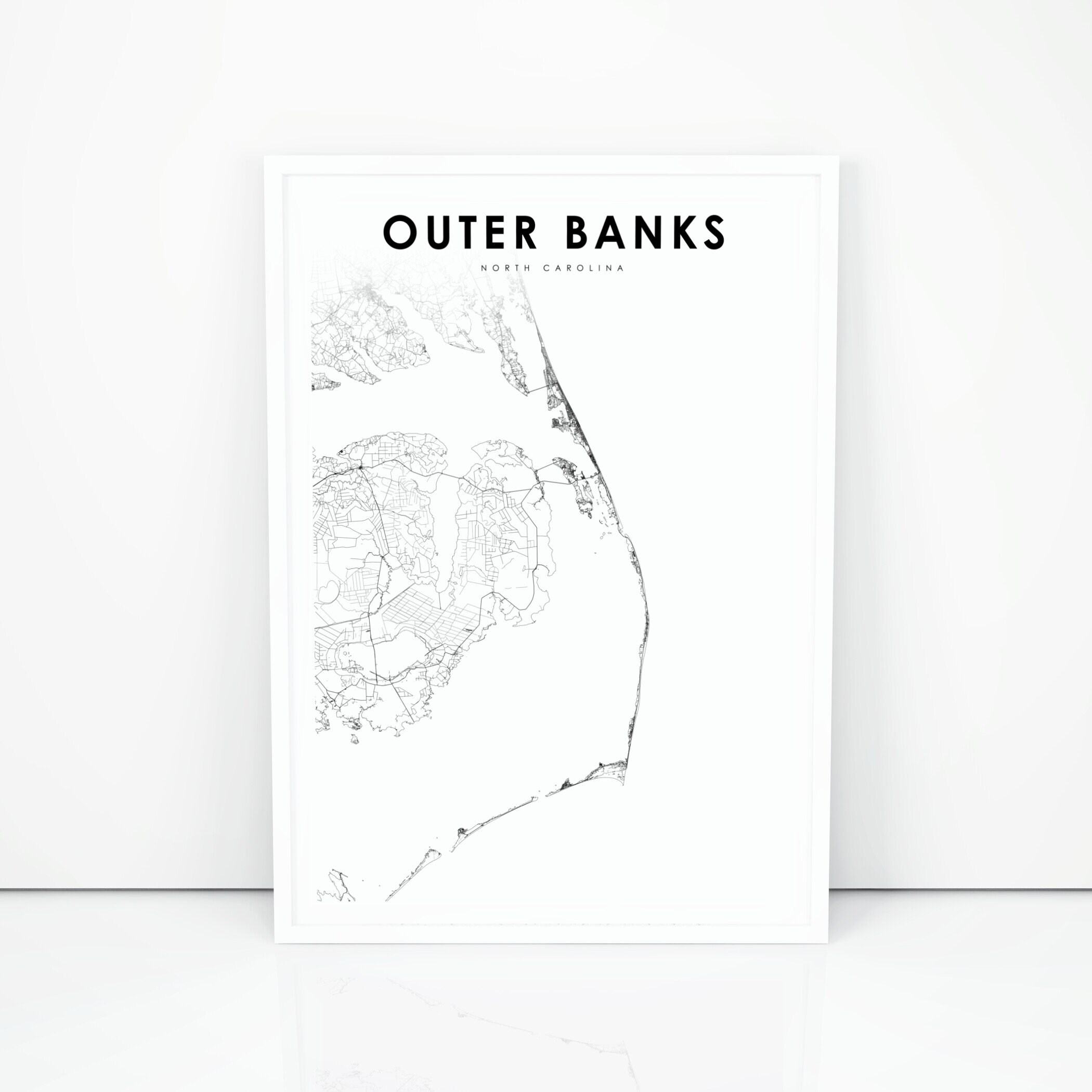 The Outer Banks NC Map Print North Carolina USA Map Art | Etsy