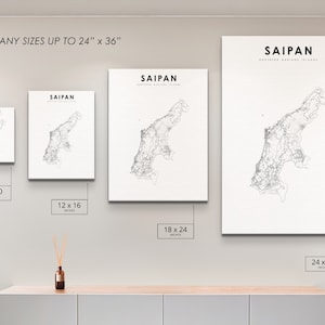 Saipan MP USA Map Print, Northern Mariana Islands, CNMI, State Road Map ...