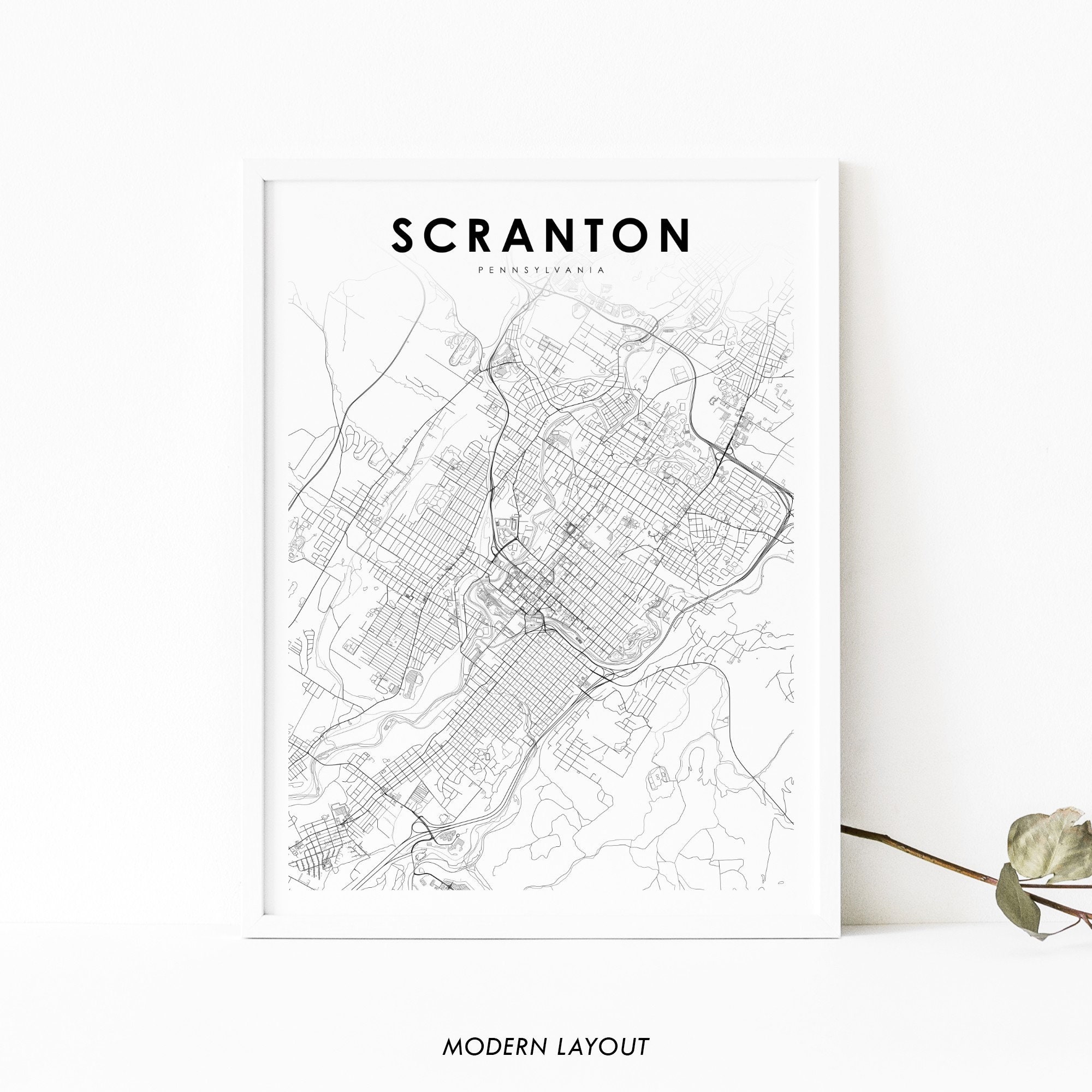 Scranton PA Map Print Pennsylvania USA Map Art Poster | Etsy