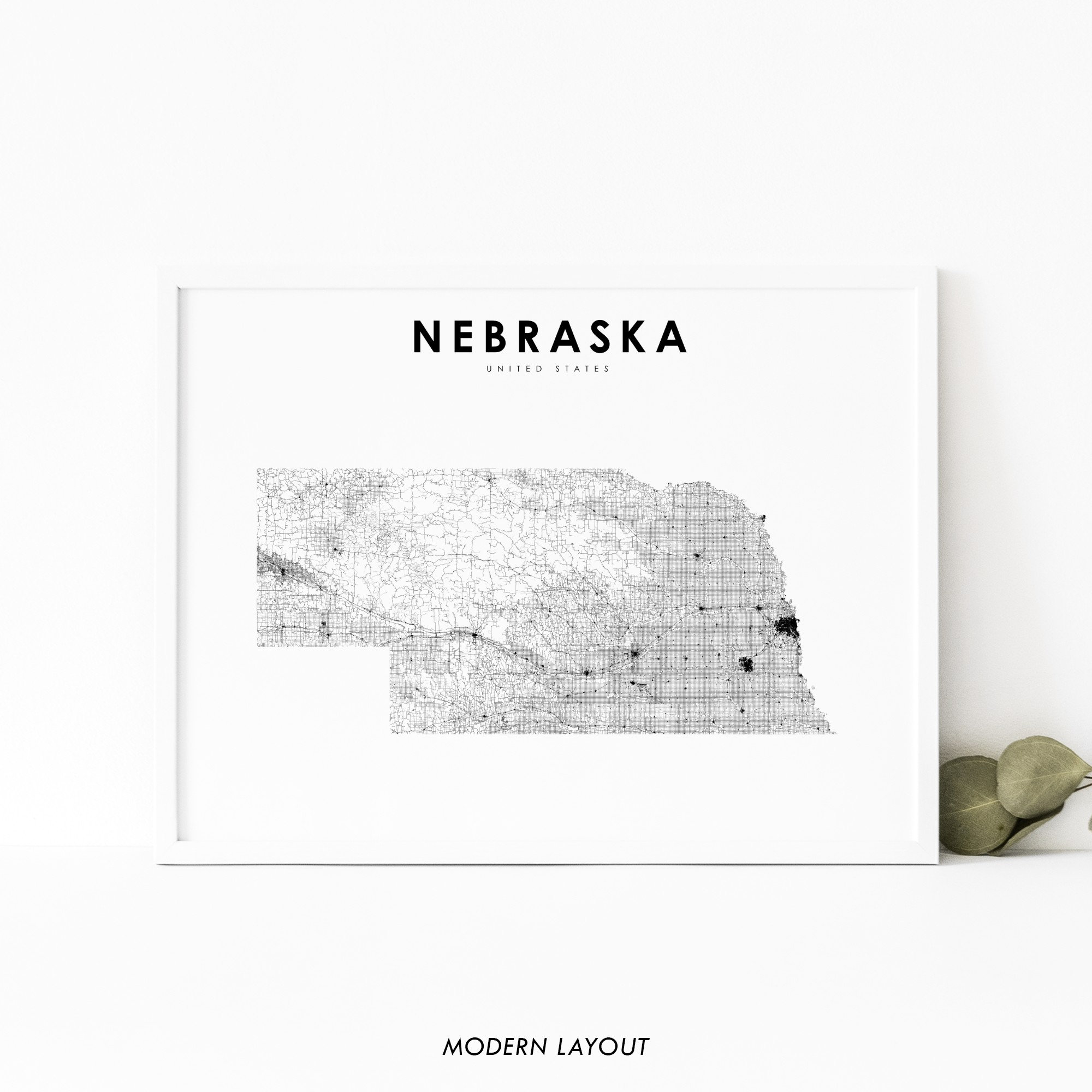 Nebraska Map Print State Road Map Print NE USA United States | Etsy