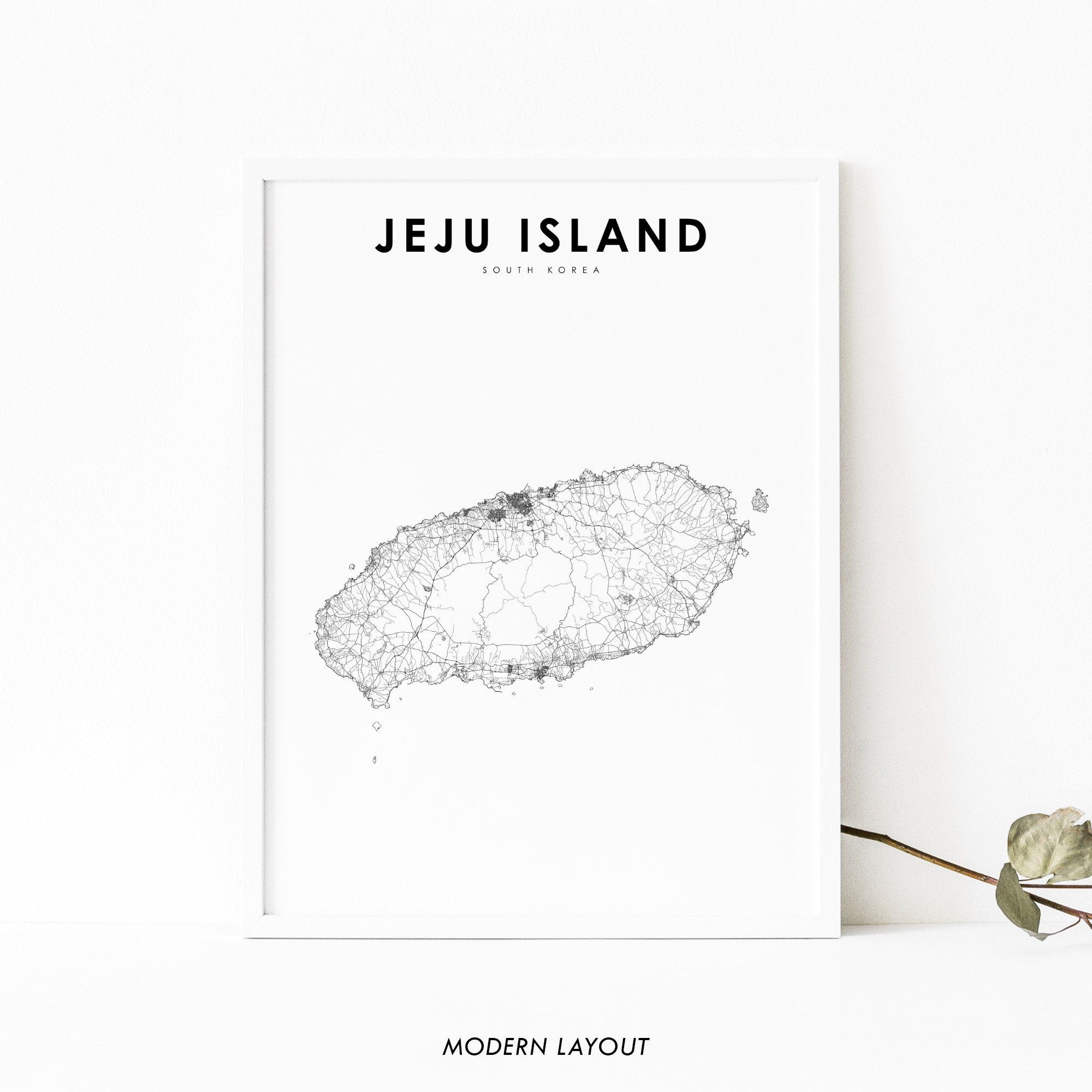 Jeju Island Map Print Road Map Art Poster South Korea Map - Etsy