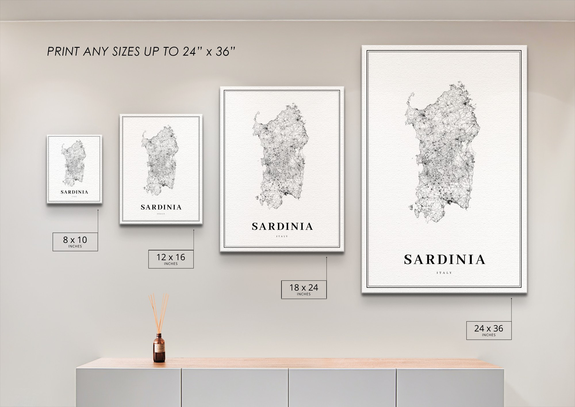 Sardinia Italy Map Print Road Map Art Poster Sardegna - Etsy Ireland