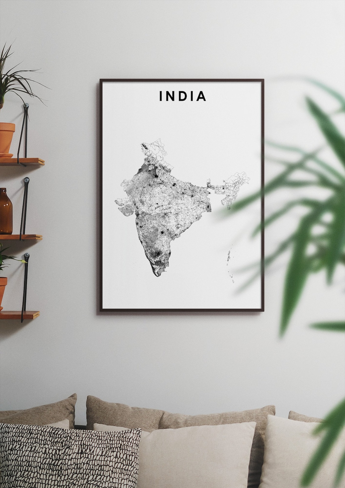 India Map Print Road Map Art Poster Bhārat Gaṇarājya Mumbai | Etsy