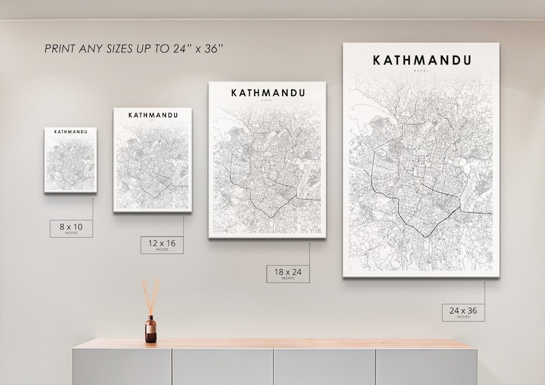 Kathmandu Nepal Map Print Map Art Poster Kastamandap City - Etsy