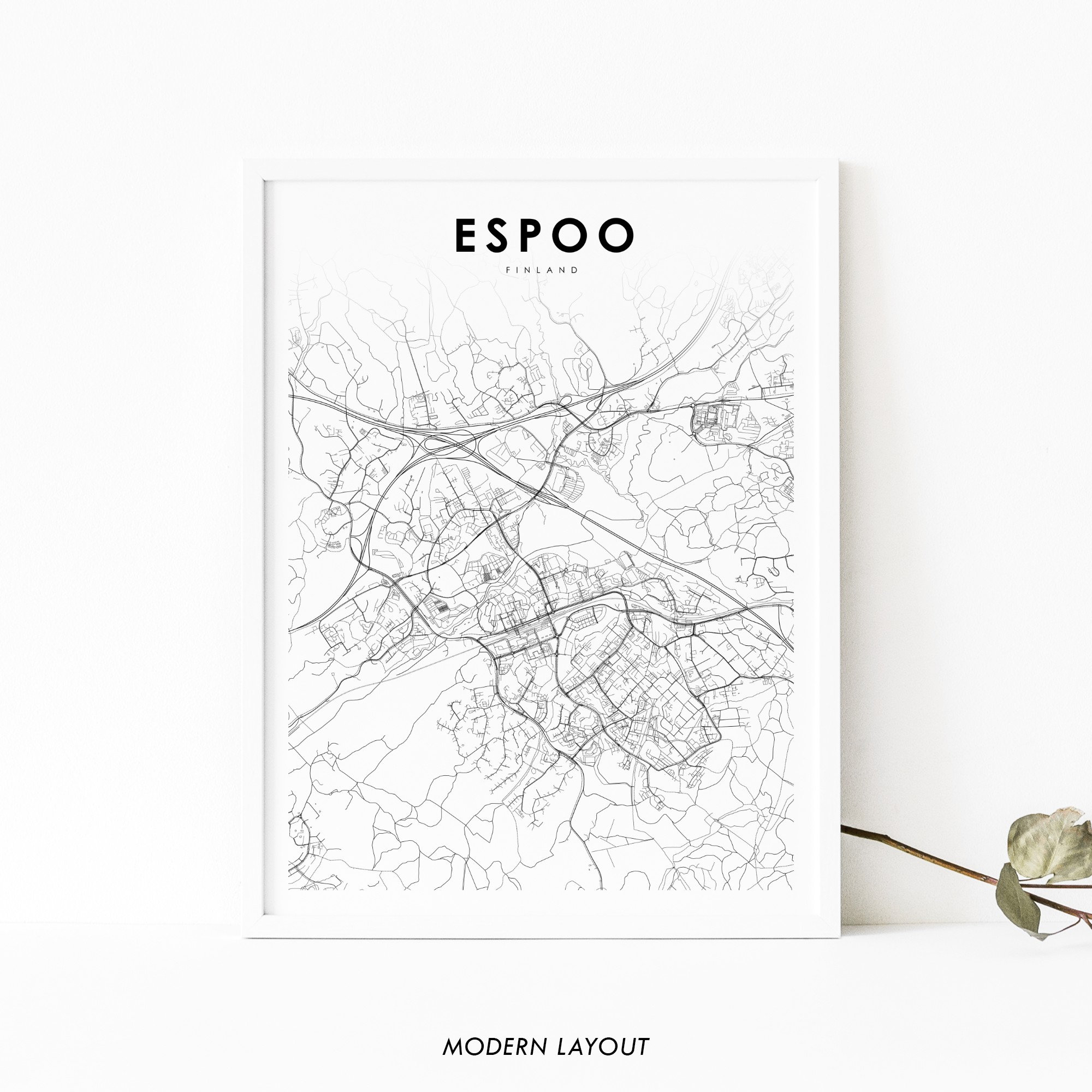 Espoo Finland Map Print Map Art Poster Esbo Uusimaa Suomi | Etsy
