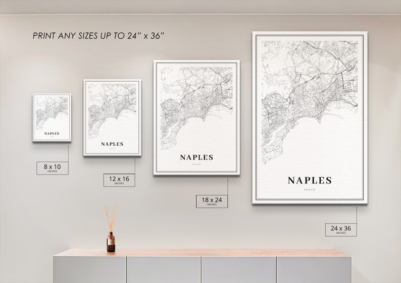 Naples Italy Map Print, Napoli Italia Map Art Poster, City Street Road ...