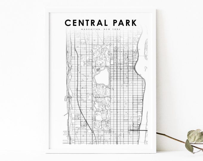 Central Park Map Printable, NYC Map Poster, Central Park Wall Art ...