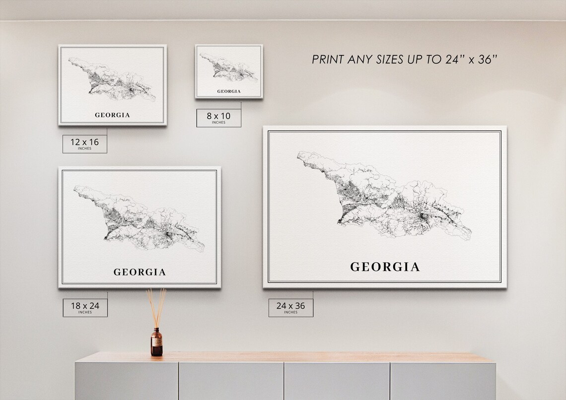 Georgia Map Print Country Road Map Poster საქართველო - Etsy