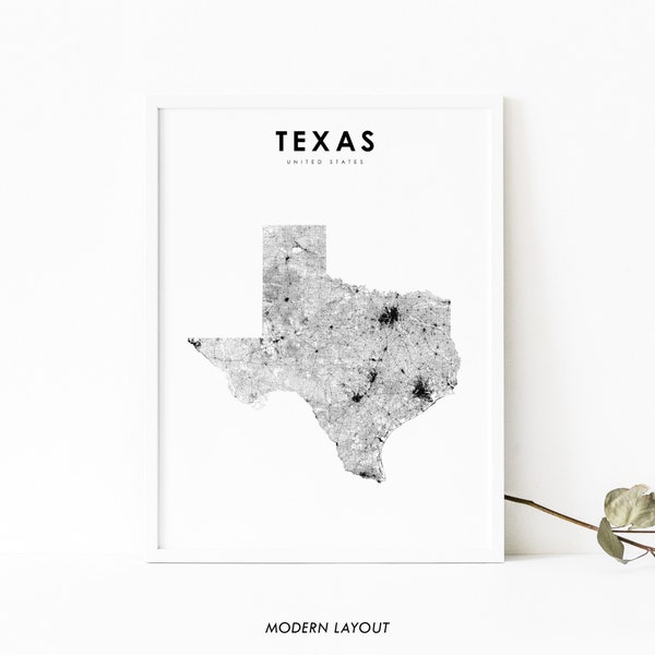 Texas Map Print - Etsy