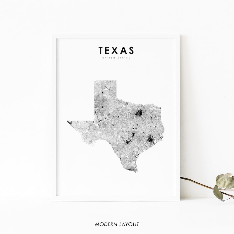 Texas Map Print - Etsy