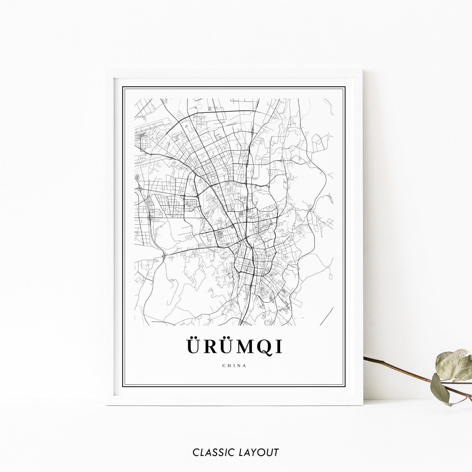 Urumqi China Map Print Ürümqi Xinjiang Map Art Poster | Etsy