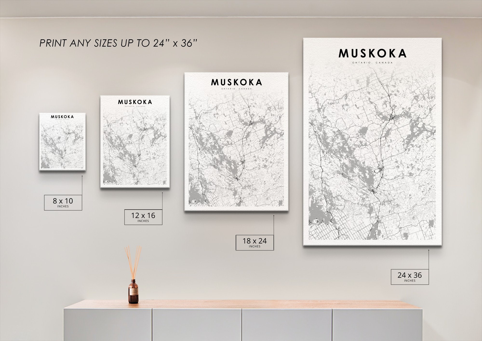 Muskoka Ontario Map Print ON Canada Map Art Poster - Etsy Canada