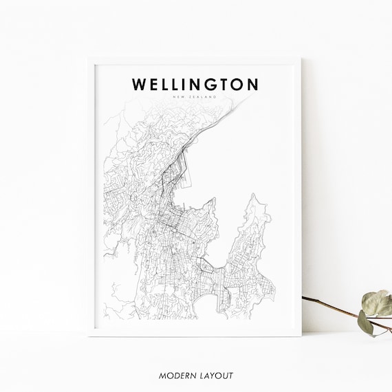 Wellington New Zealand Map Print NZ Map Art Poster City | Etsy