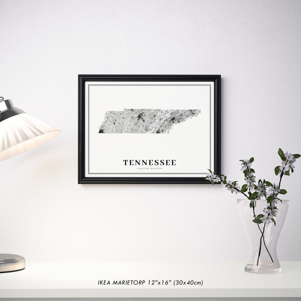 Tennessee Map Print, State Road Map Print, TN USA United States Map Art ...