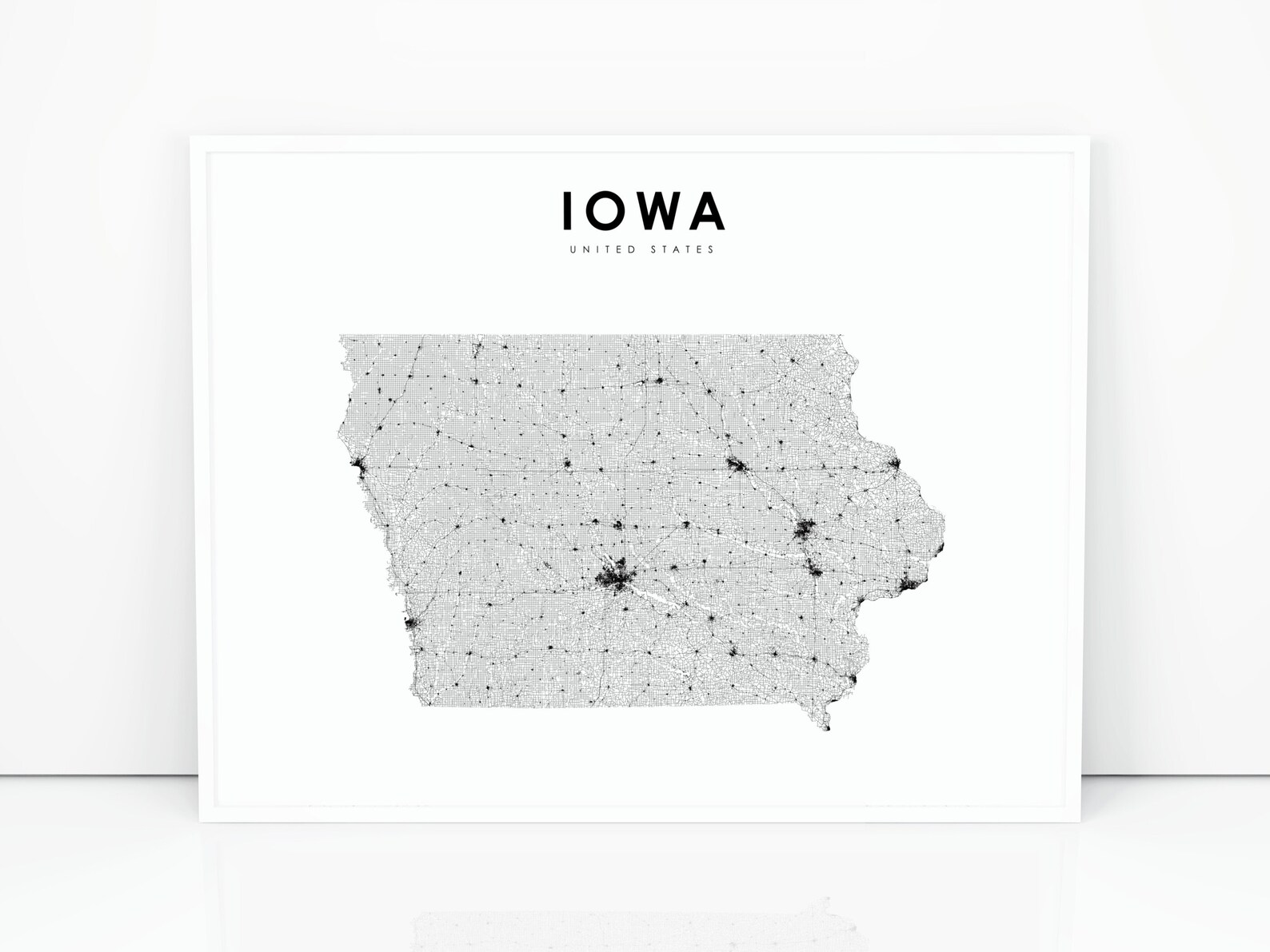 Iowa Map Print State Road Map Print IA USA United States Map | Etsy