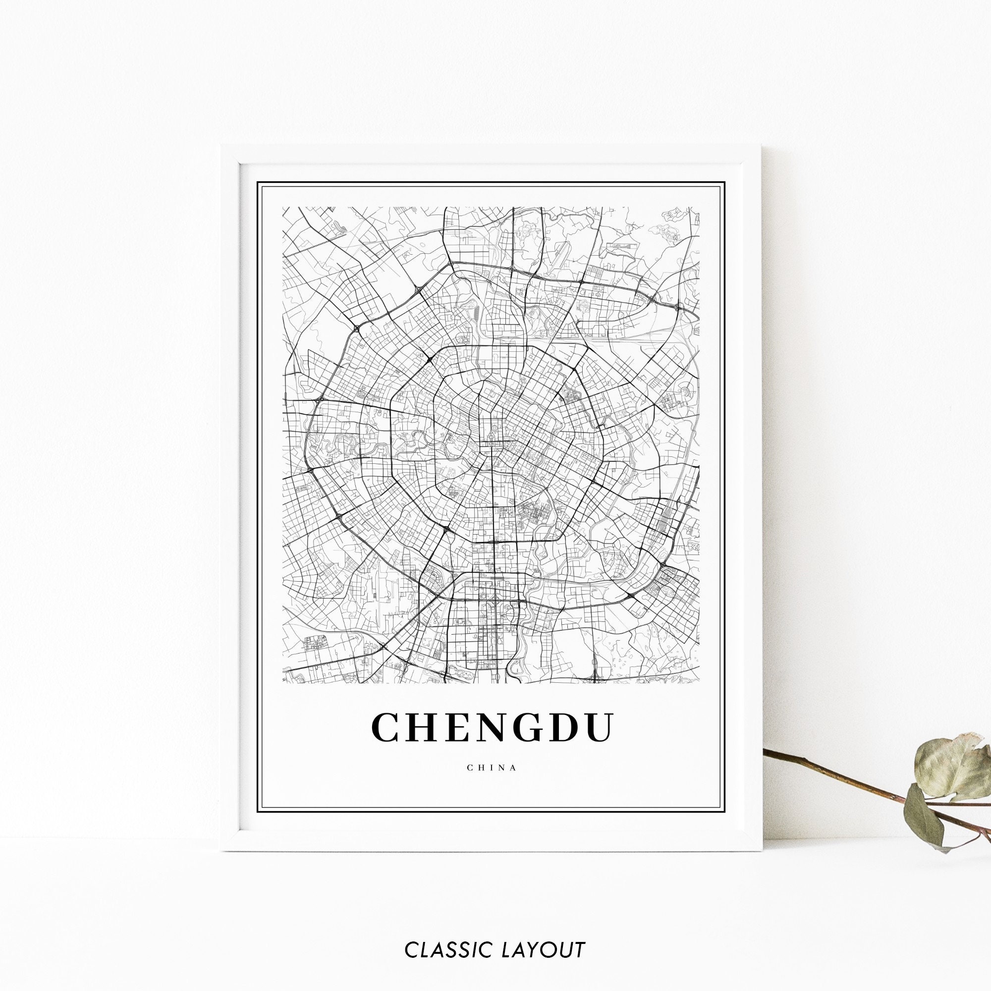Chengdu China Map Print Map Art Poster 成都 成都市 四川省 中国 Chengtu | Etsy
