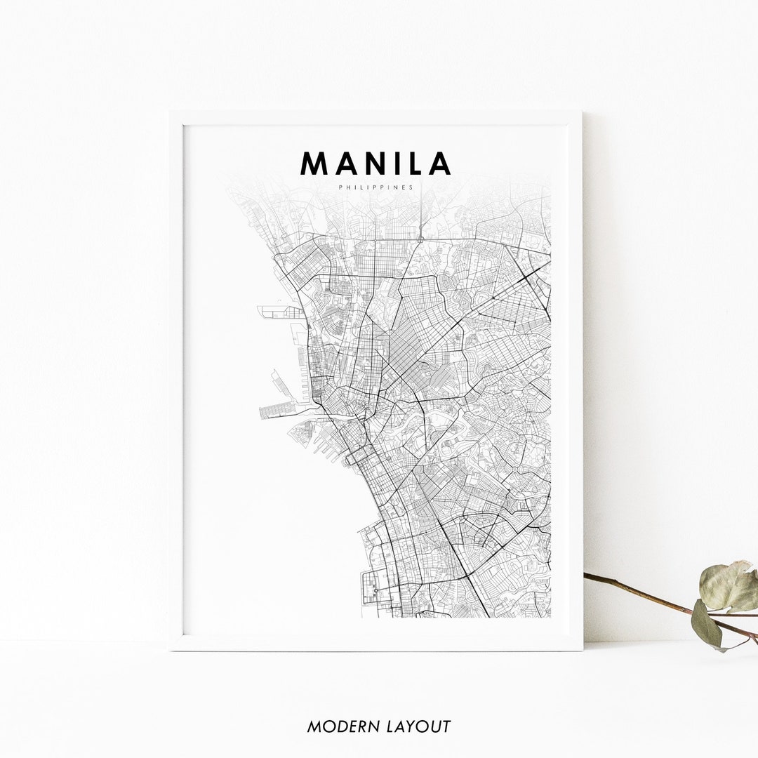 Manila Philippines Map Print, Map Art Poster, Lungsod Ng Maynilà, City ...