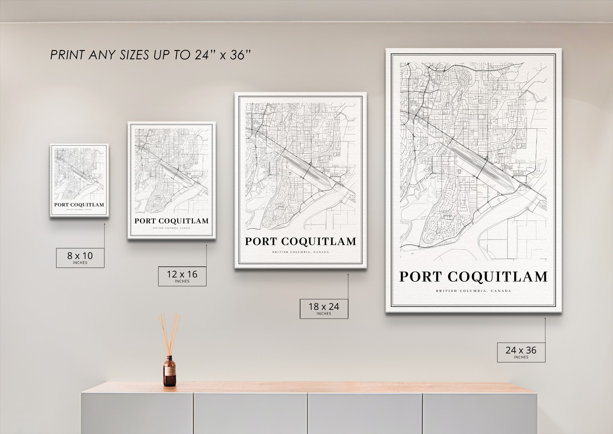 Port Coquitlam BC Map Print British Columbia Canada Map Art | Etsy