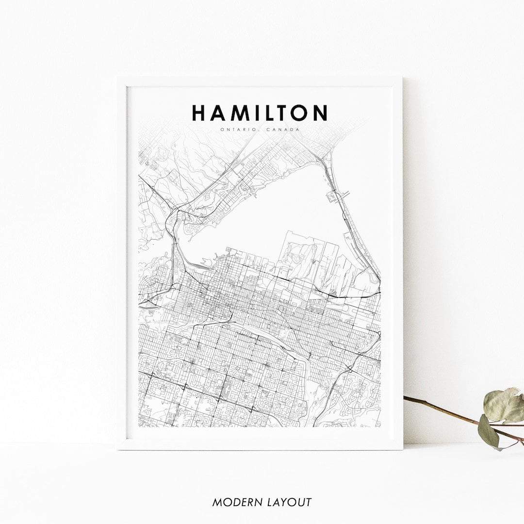 Hamilton Ontario Map Print, ON Canada Map Art Poster, Burlington, City ...