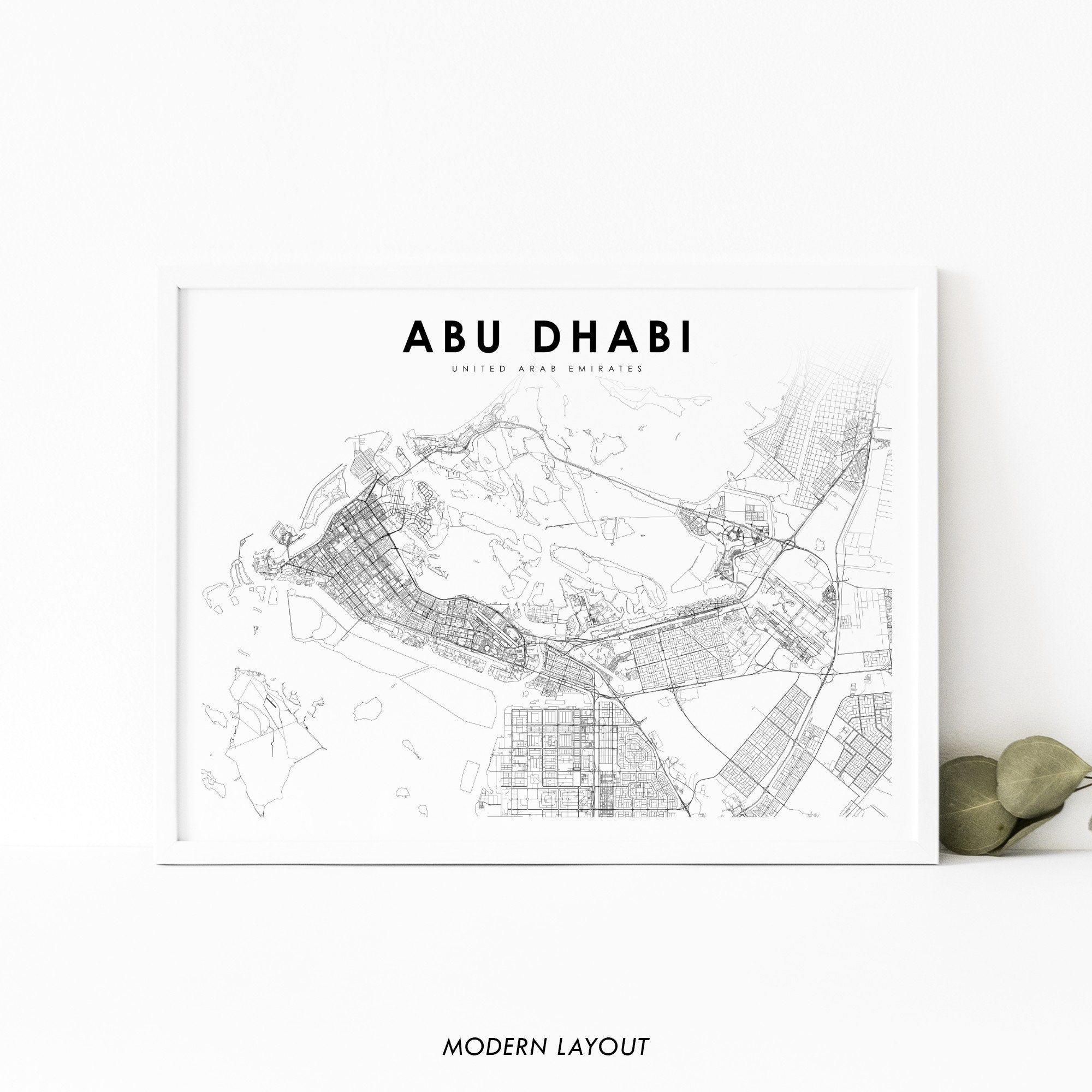 Abu Dhabi UAE Map Print, United Arab Emirates Map Art Poster, أبوظبي ...