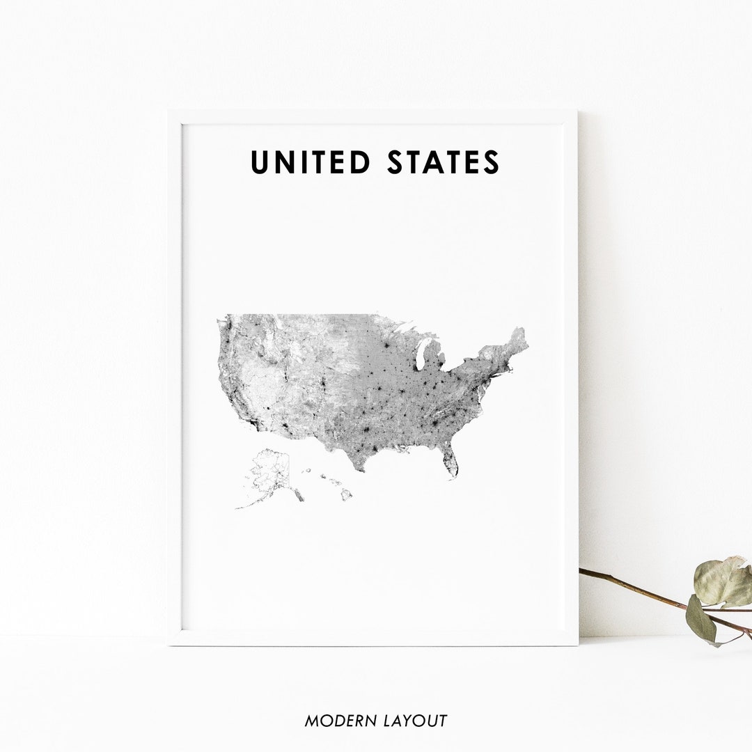 USA Map Print, Country Road Map Art Poster, United States Roads North ...